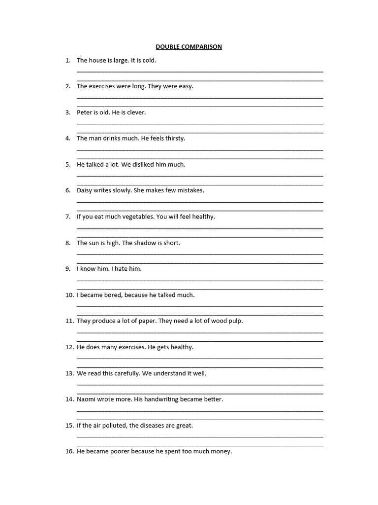 Double Comparitives - Worksheet | PDF