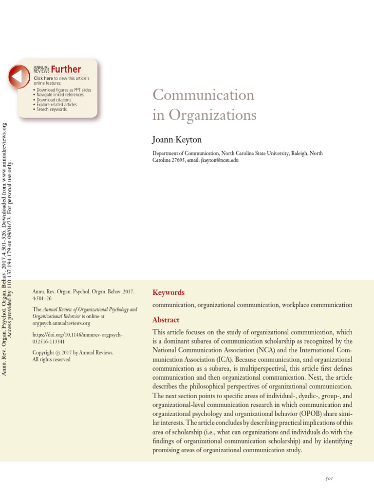 Communication in Organisation | PDF | Communication | Qualitative Research