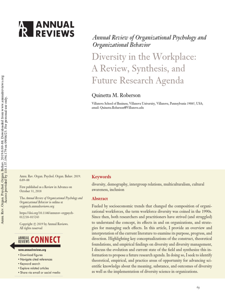 Diversity in The Work Place | PDF | Behavioural Sciences | Science