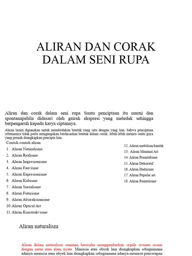 Aliran Dan Corak Dalam Seni Rupa | PDF | Seni | Klasik