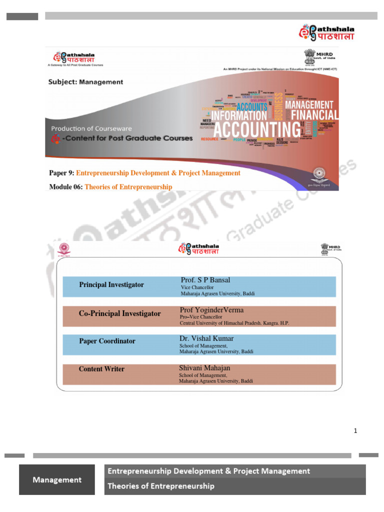 Entrepreneurship Theories | PDF | Entrepreneurship | Factors Of Production