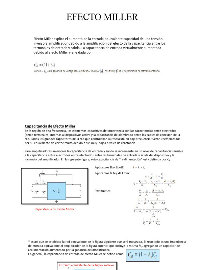 Efecto Miller | PDF | Resistencia Eléctrica y Conductancia | Amplificador
