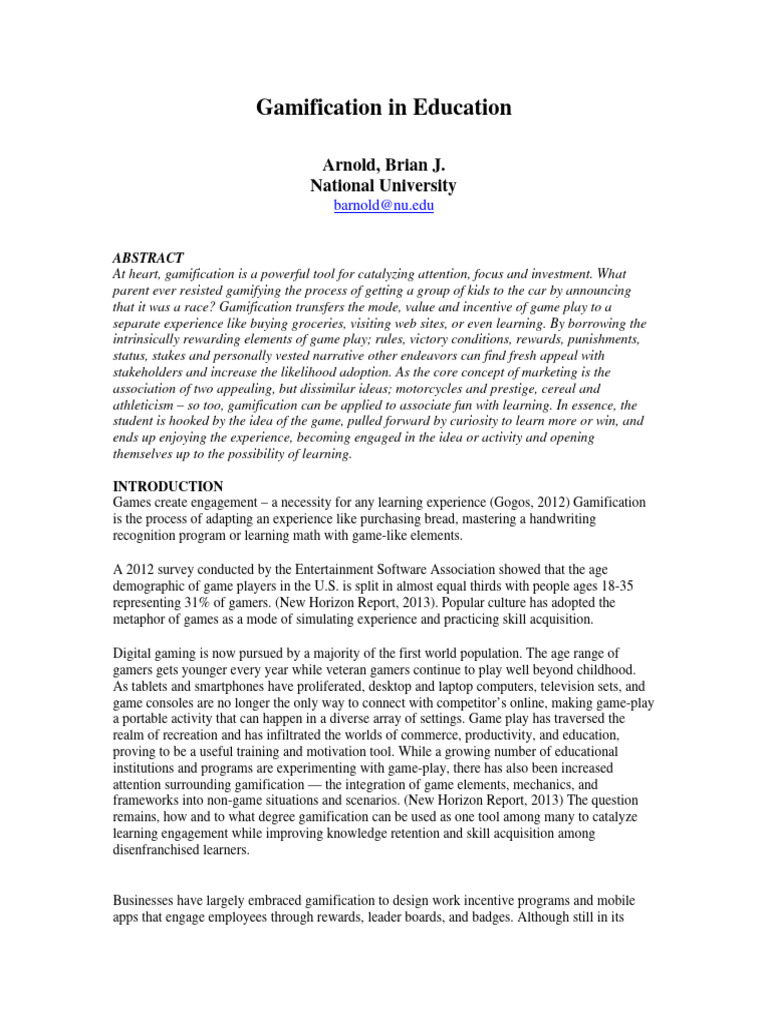 Gamification in Education | PDF | Learning