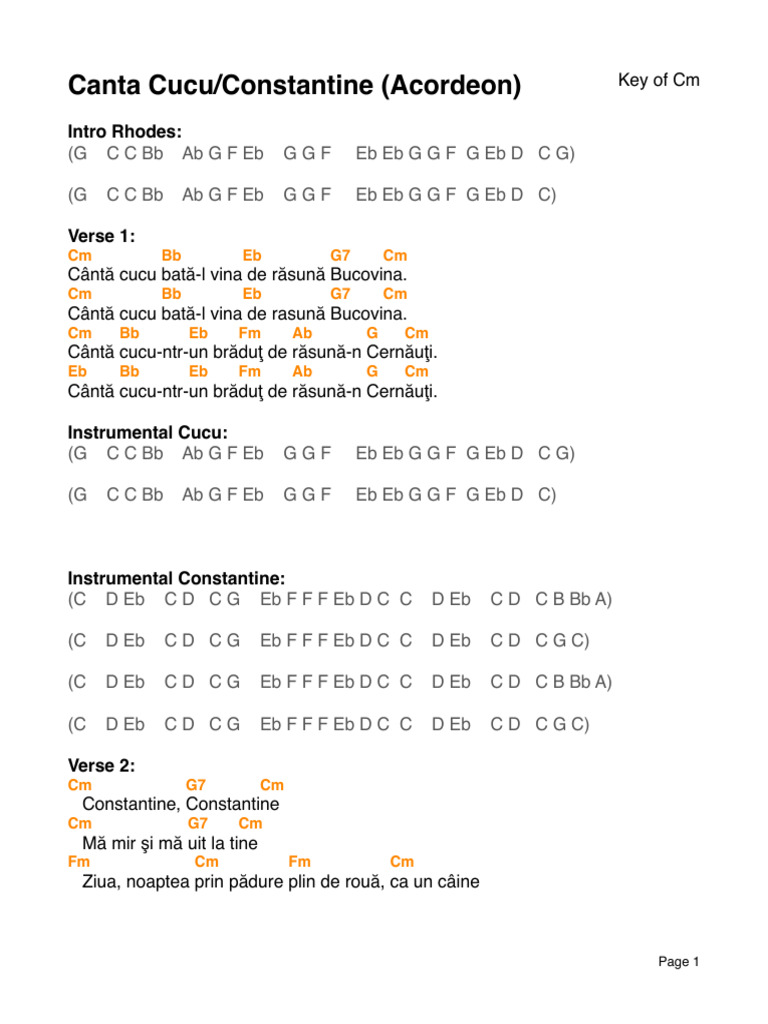 Canta Cucu - Constantine (Acordeon) | PDF