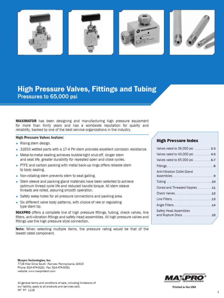 High Pressure | PDF | Valve | Pipe (Fluid Conveyance)