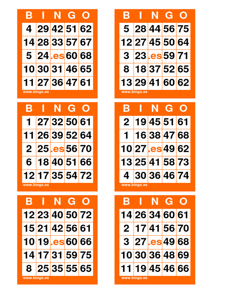 1000 Cartones de Bingo Para Imprimir | PDF
