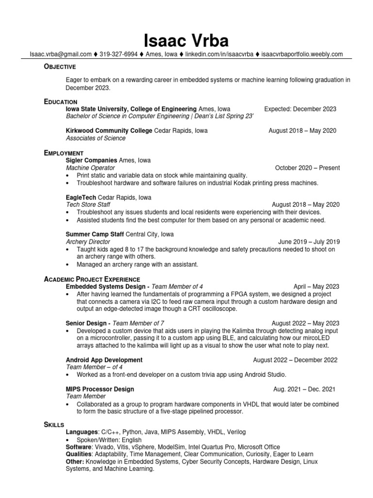 Resume 2023 v2 | PDF | Embedded System | Mobile App
