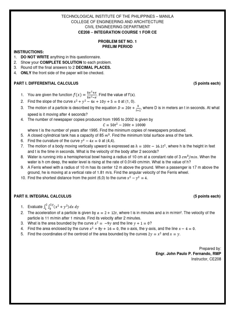 Problem Set No. 1 | PDF | Velocity | Area