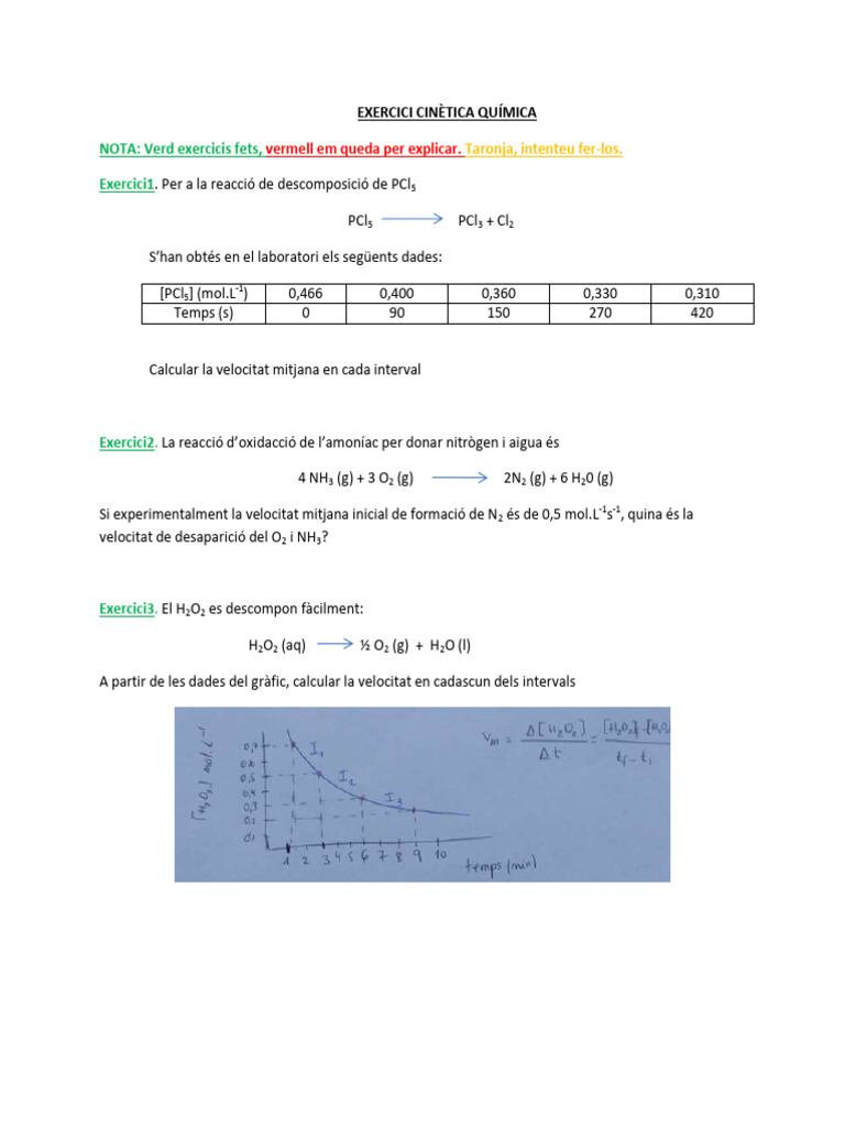 Exercici Cinètica Química Pdf