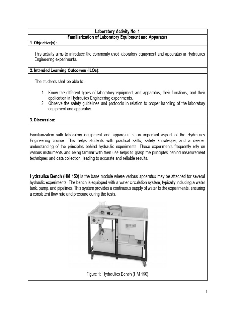 Hydraulics Engineering Laboratory Exoeriment 1 - 1082479904 | PDF ...