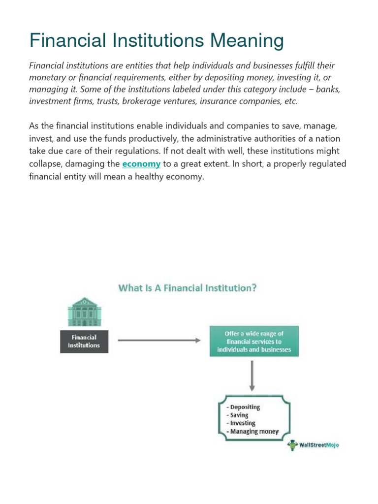 Financial Institutions | PDF | Banks | Money