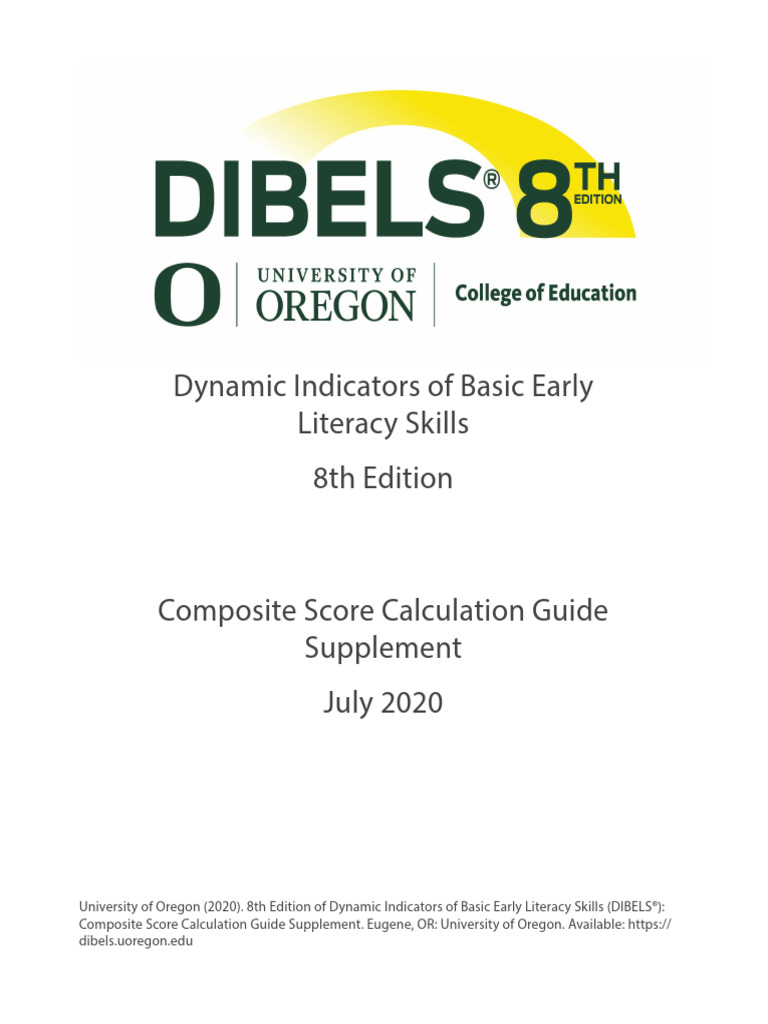 Dibels 8 Composite Score Calculation Guide Supplement 072020 | PDF ...