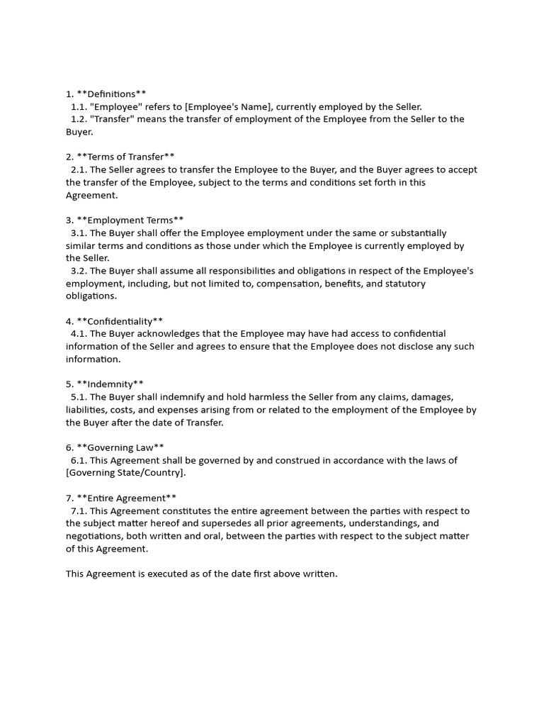Employee Transfer Agreement Overview | PDF