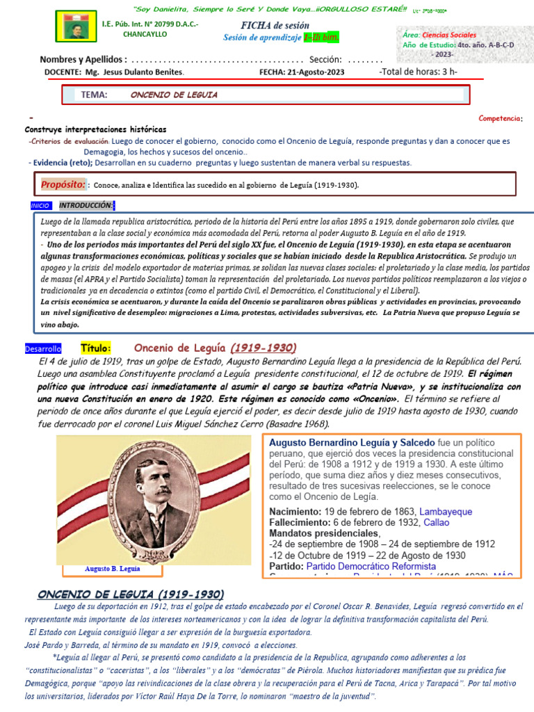 Sesion 4-III Bim 4to-Ccss 21 Agot 2023 | PDF | Perú | Gobierno