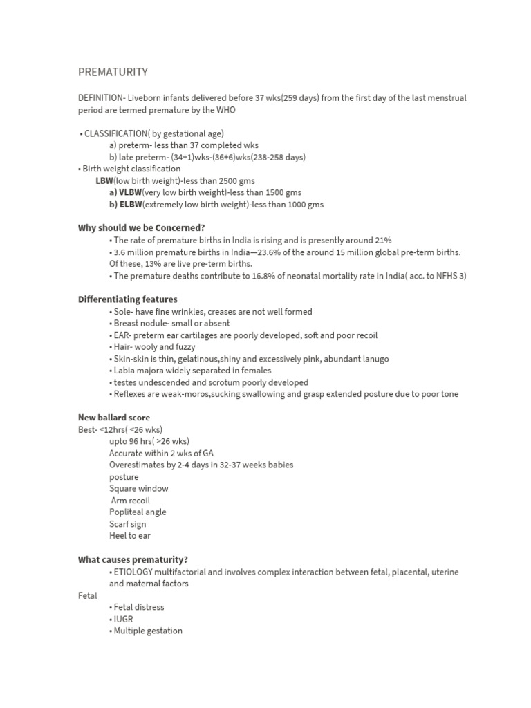 Prematurity | PDF | Preterm Birth | Low Birth Weight