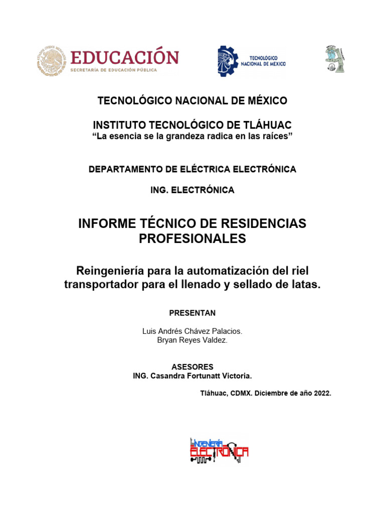 Informe Técnico de Residencias Profesionales: Tecnológico Nacional de México Instituto ...