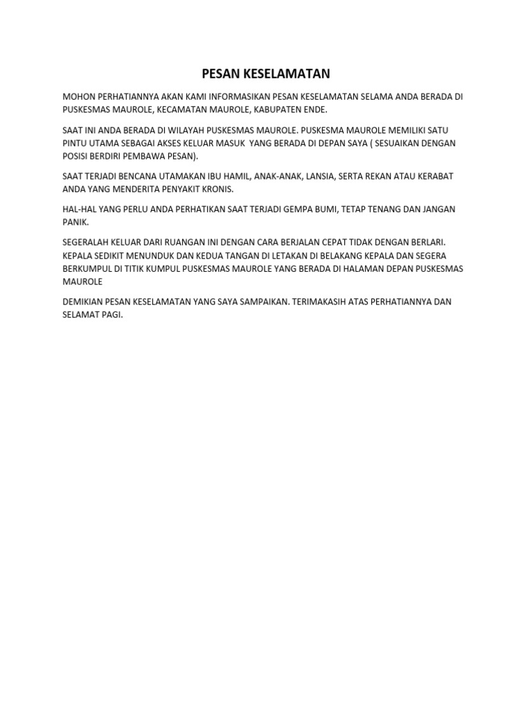 Pesan Keselamatan | PDF