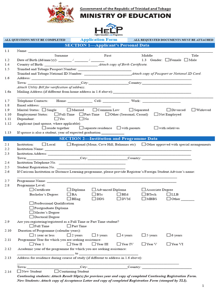 HELP Application Form | PDF | Expense | Loans
