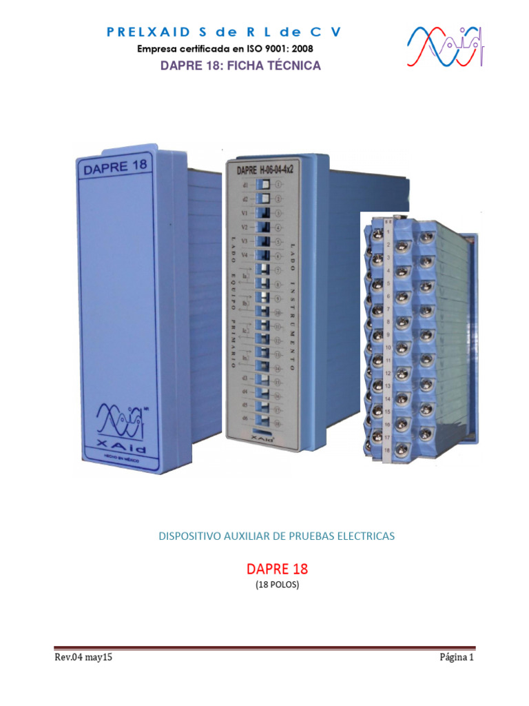 Ficha Tecnica Dapre 18 | PDF | Corriente eléctrica | Aislador (Electricidad)