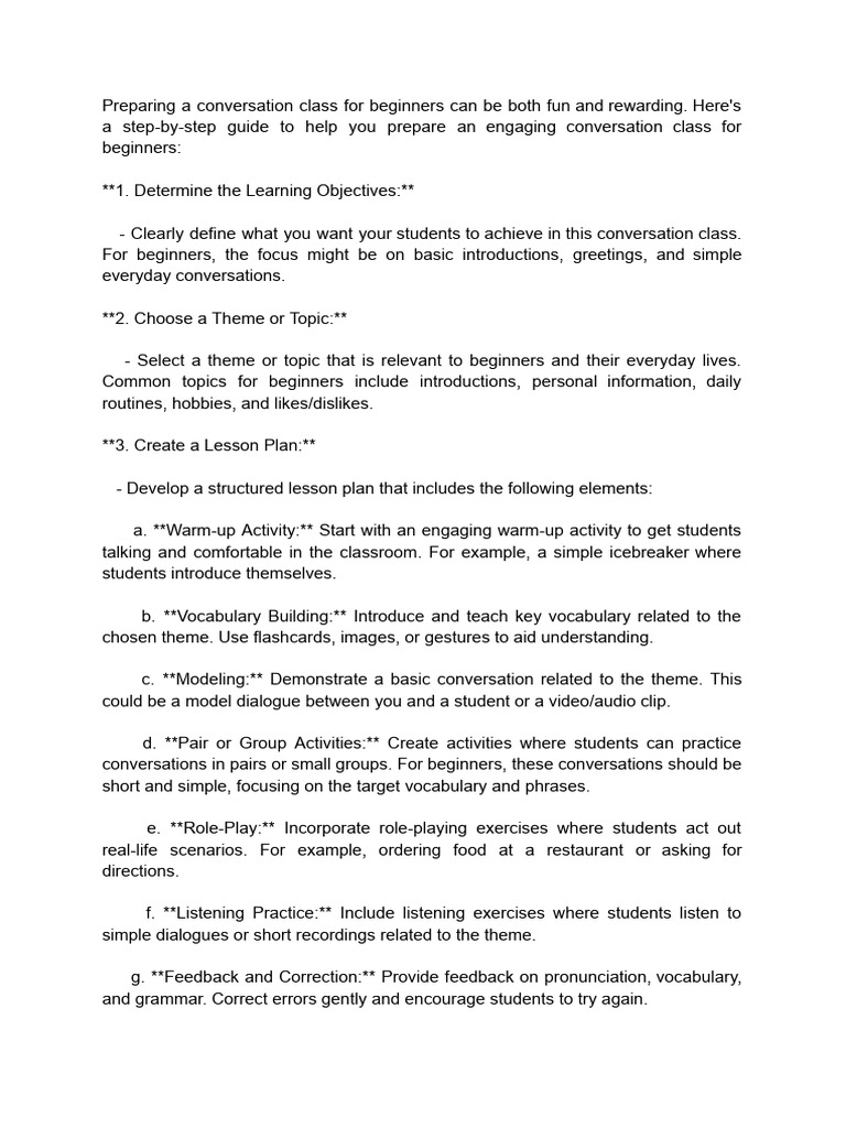 Conversation Guide | PDF | Conversation | Lesson Plan