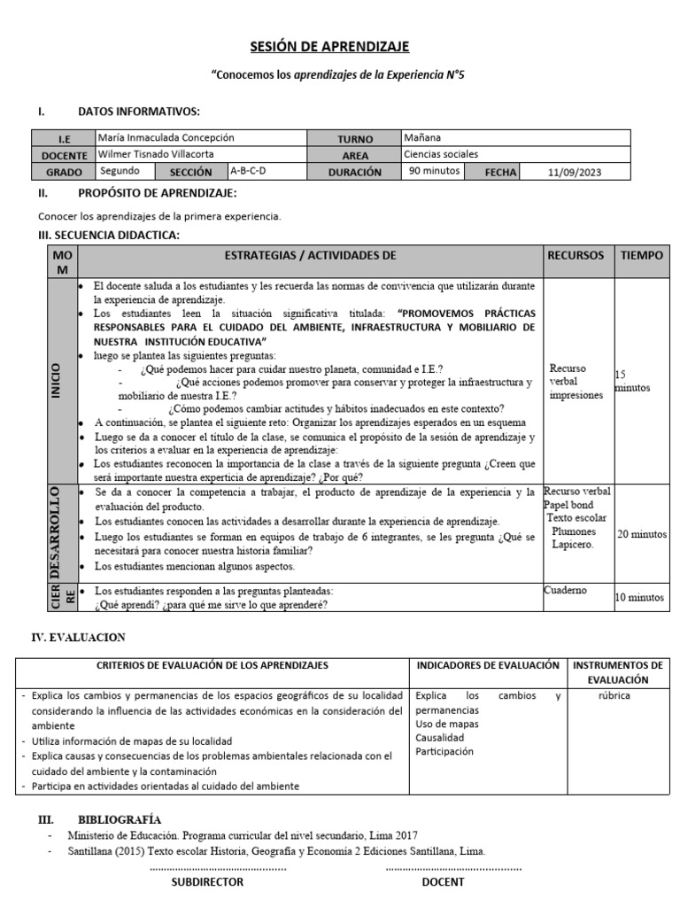 "Conocemos Los Aprendizajes de La Experiencia N°5 | PDF | Evaluación | Aprendizaje