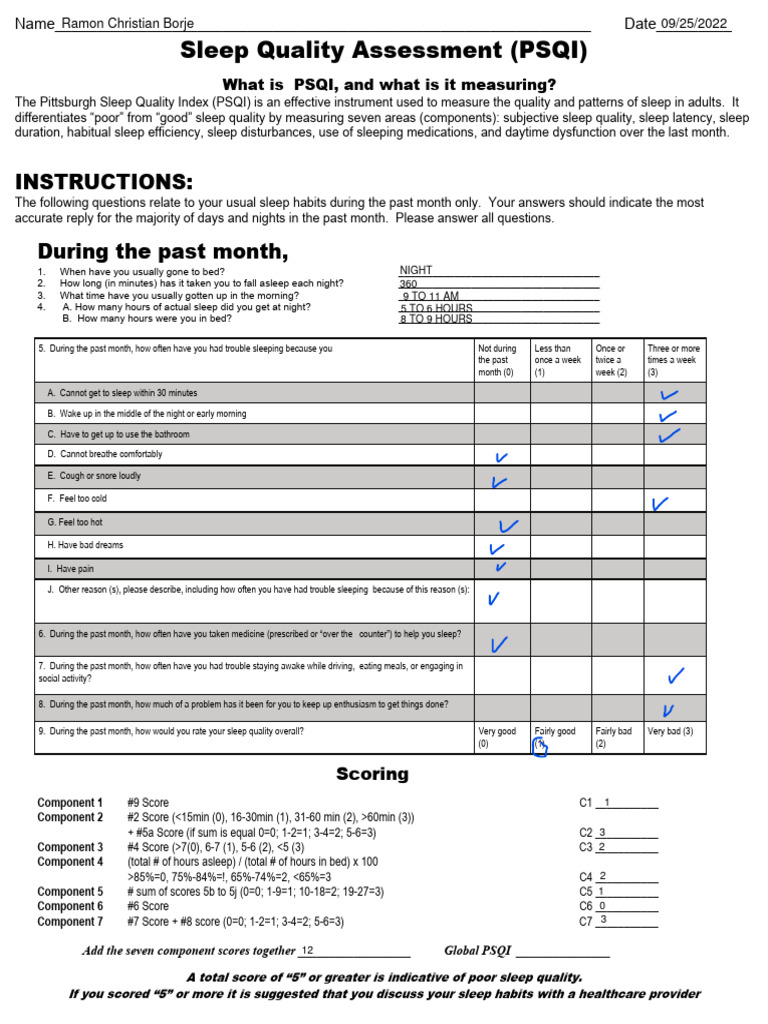 Sleep Assessment | Download Free PDF | Sleep | Psychological Concepts