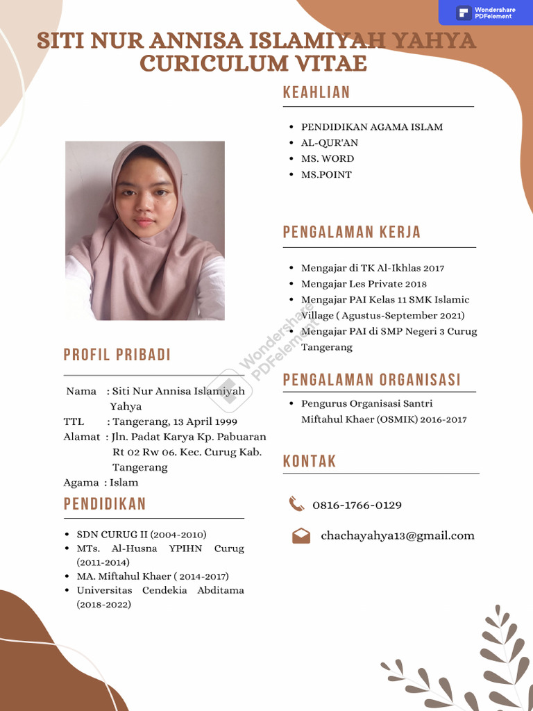 CV Siti Nur Annisa Islamiyah Yahya-Copy | PDF