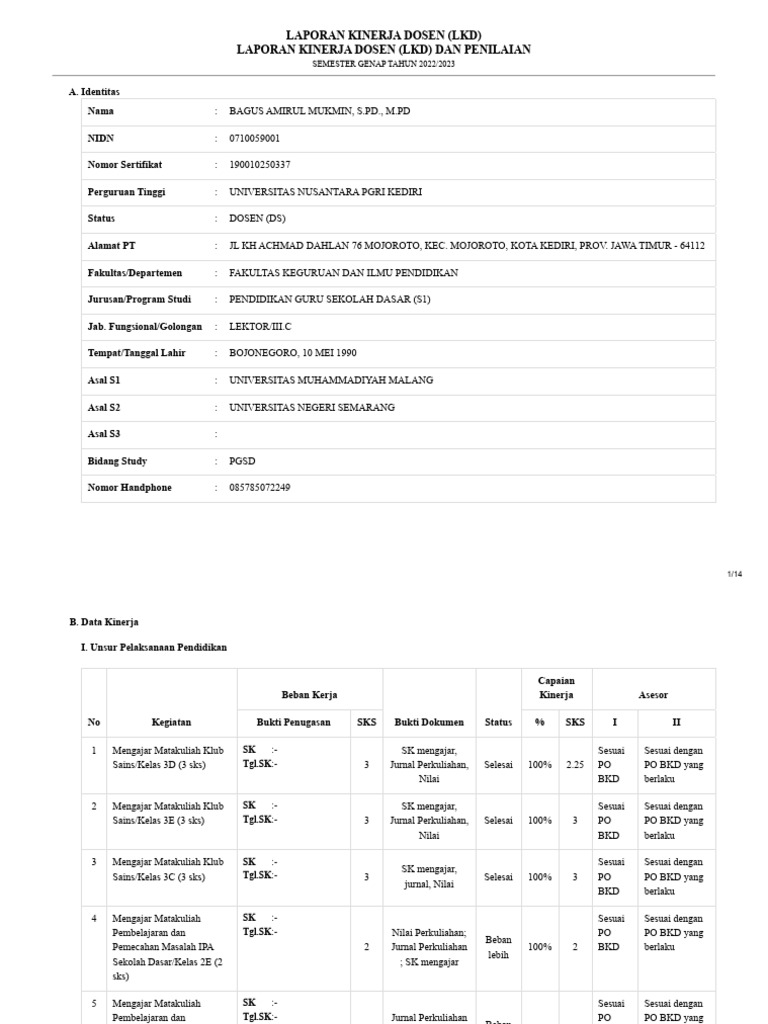 LKD - Bagus Amirul Mukmin. TA 2022 - 2023 Genap | PDF