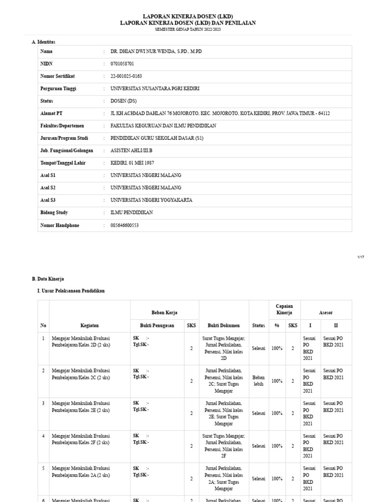 LKD - Dhian TA 2022 - 2023 Genap | PDF