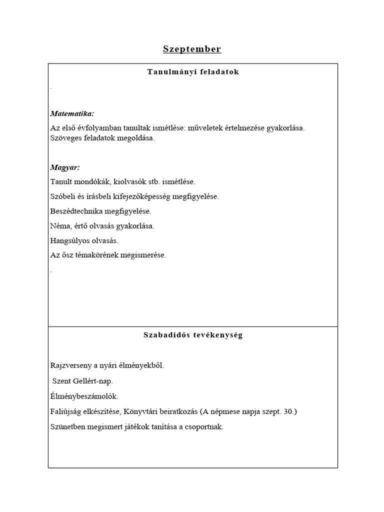 Foglalkozási Terv 2. | PDF