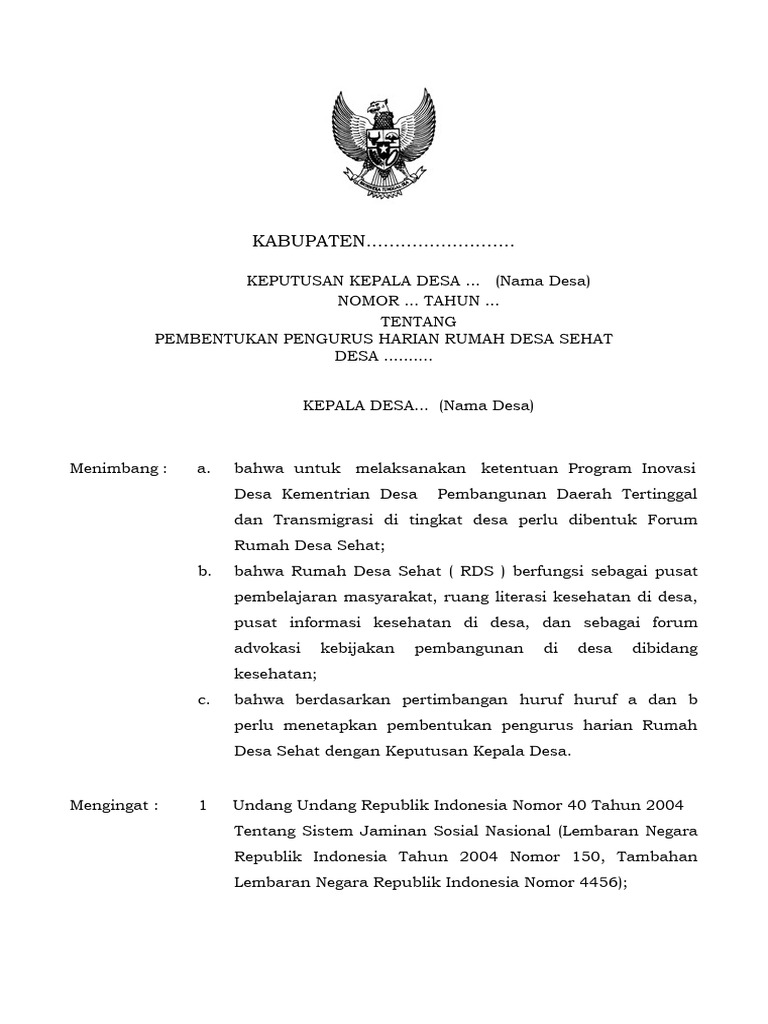 Contoh SKep Kades Tentang RDS-1 | PDF