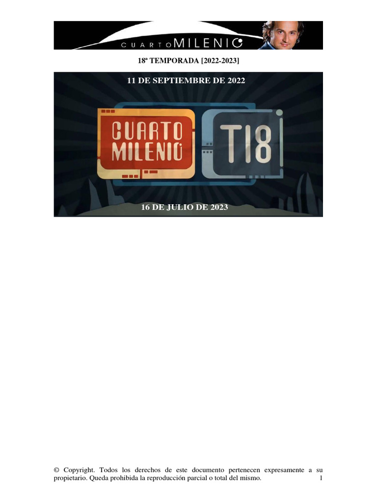 Cuarto Milenio - Guia 18 Temporada (22-23) | PDF | Universo | Sueño