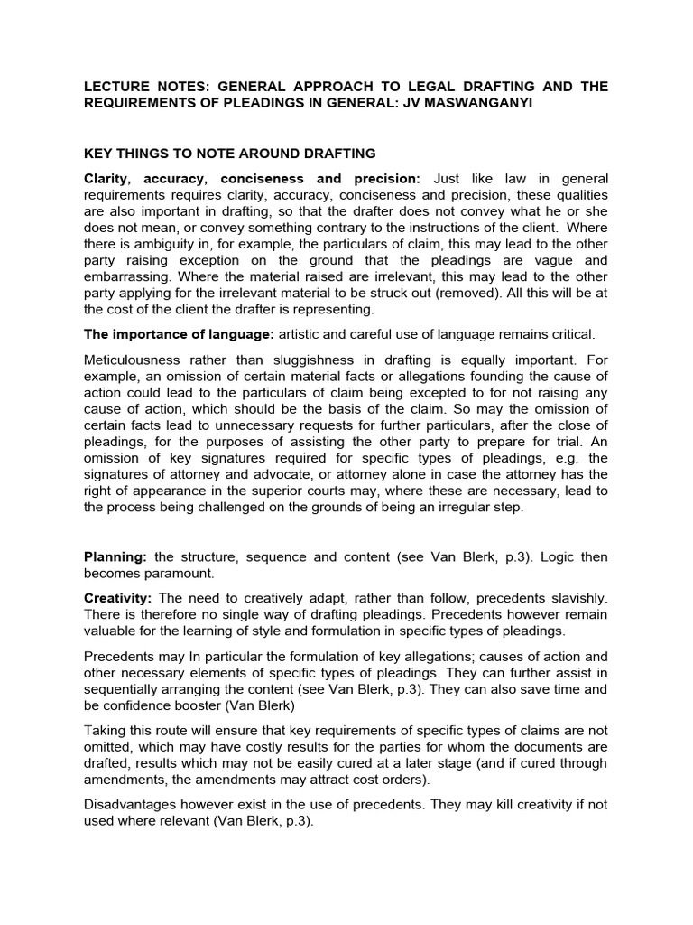 Led306d - Lecture Notes - On General Approach To Legal Drafting and ...