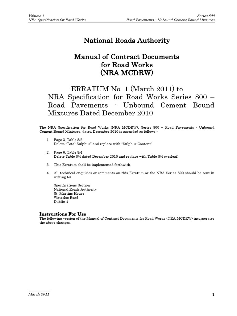 800 Unbound Cement Bound Mixtures | PDF | Road Surface | Construction ...