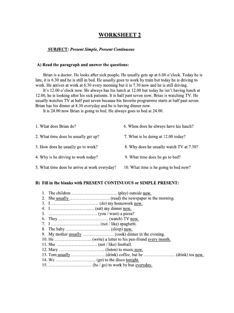 Present Simple And Continuous Simple Past And Continuous Pdf