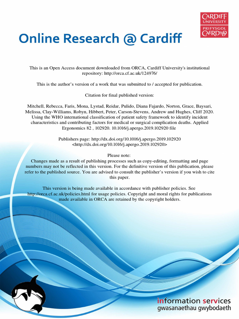 Using The WHO International Classification of Patient Safety - August ...