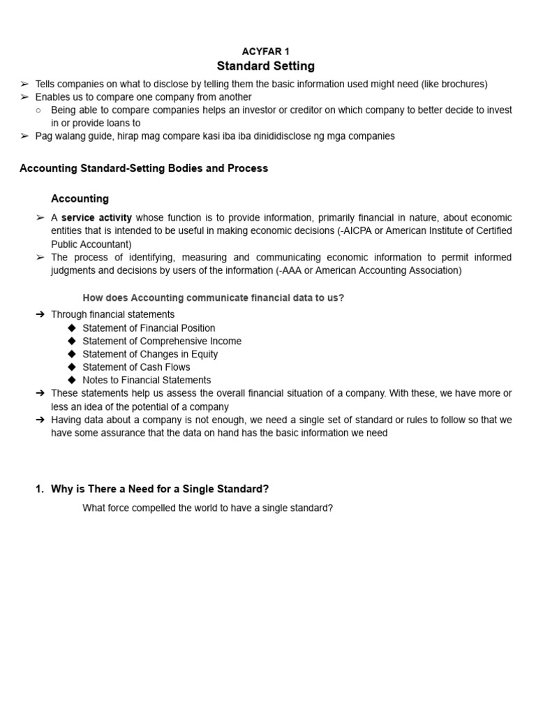 ACYFAR 1 - Unit 1 - Standard Setting | PDF | International Financial ...