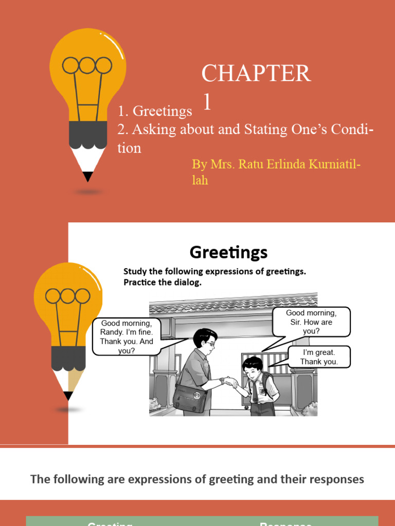 Chapter 1 (Greetings and Asking About One's Conditions | PDF ...