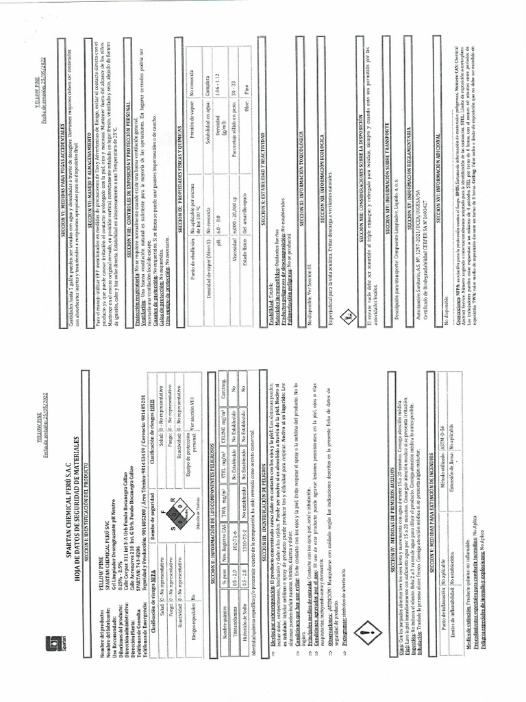 Hoja de Seguridad - Yellow Pine | PDF