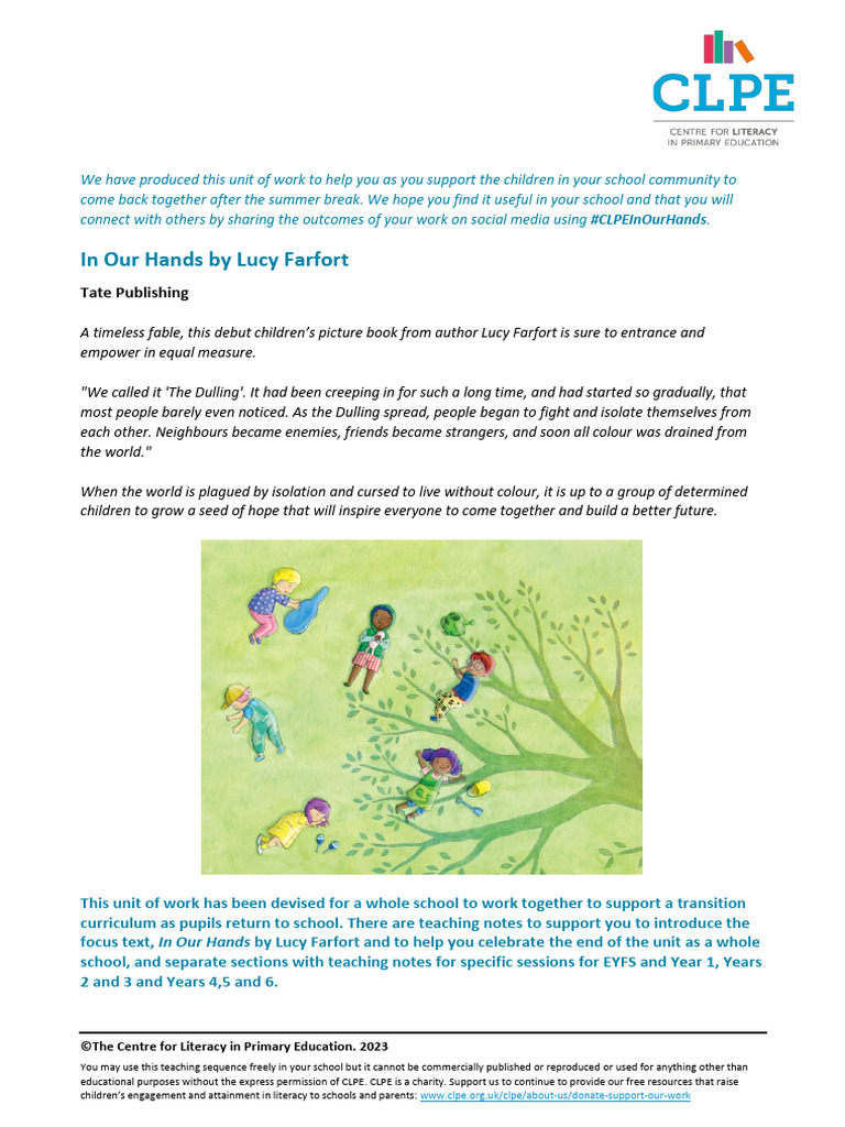 In Our Hands - Clpe Back To School Unit 2023 | PDF | Empathy | Flowers
