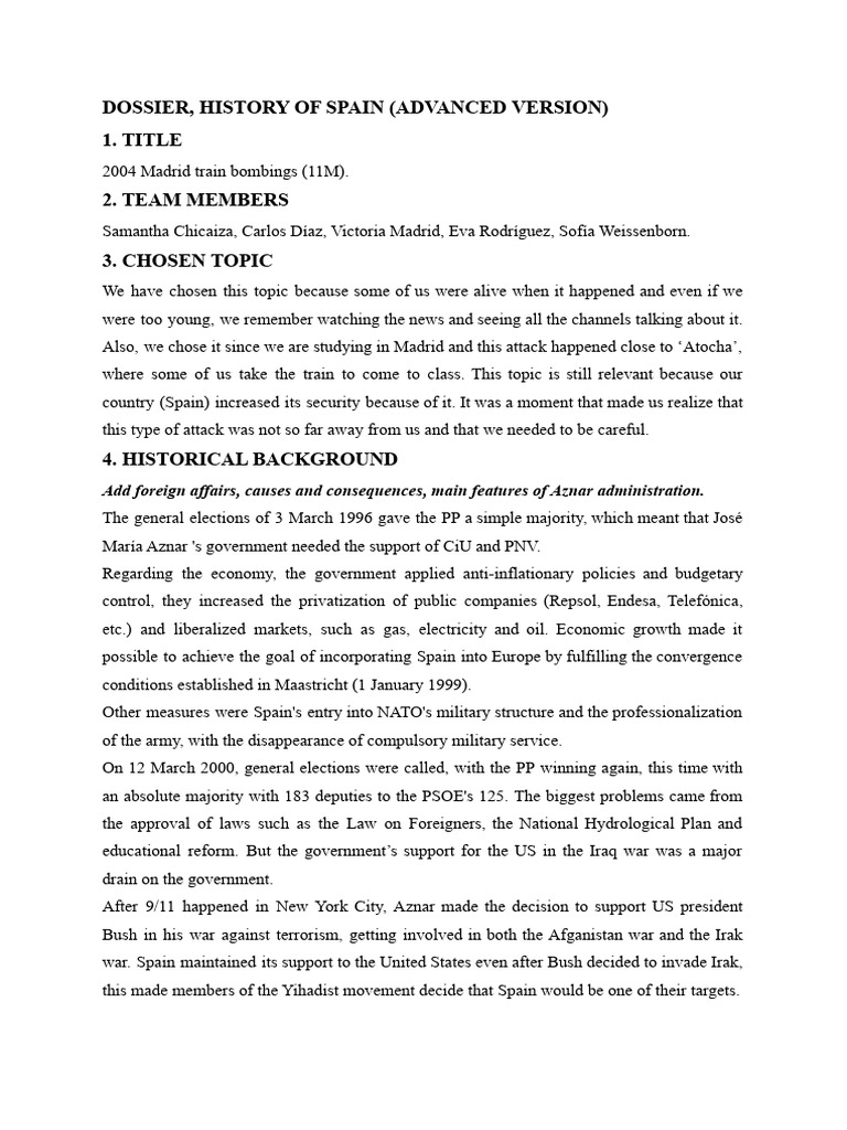 History of Spain Dossier Part 2 | PDF | Politics Of Spain