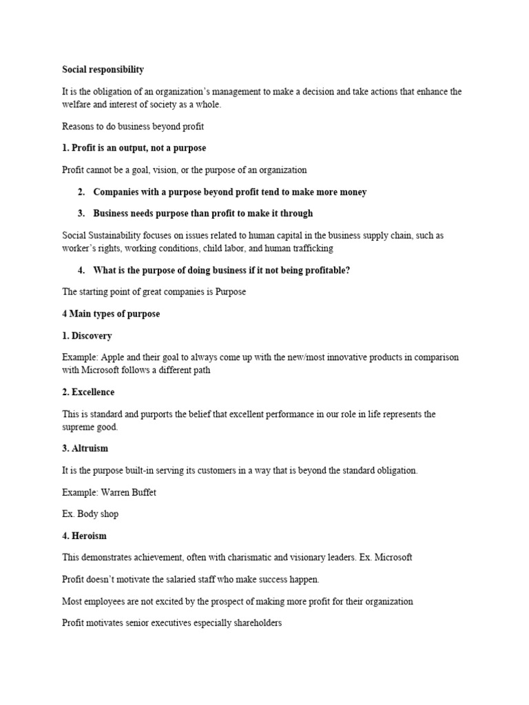 The Importance of Doing Business Beyond Profit Motivation | PDF ...