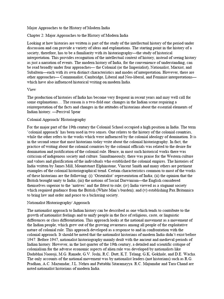 Approaches to Modern Indian History | PDF | Colonialism | Nationalism