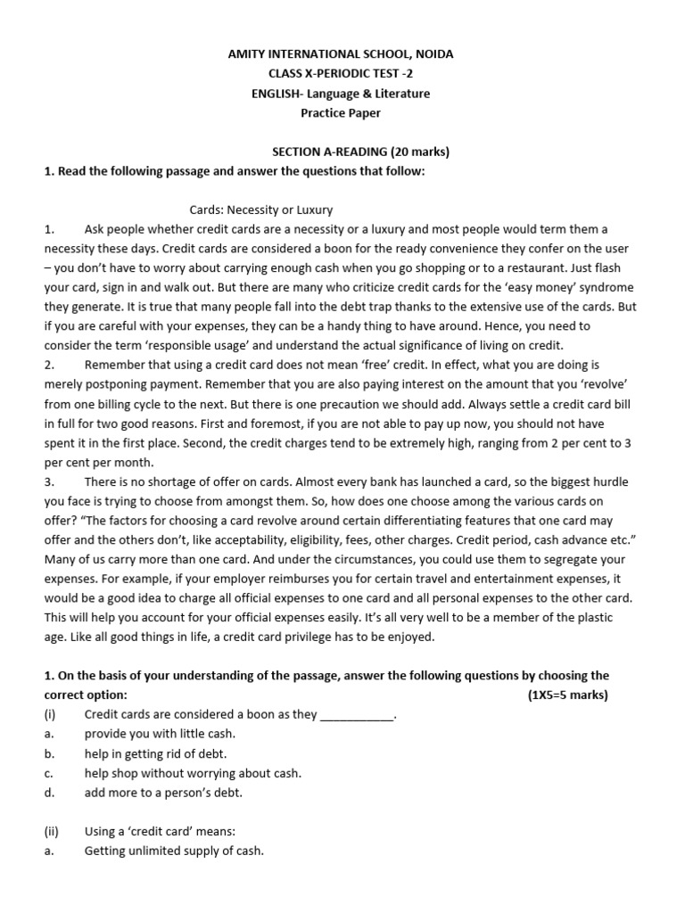 Class 10 - PT2 - Practice Paper (2022-23) | PDF | Credit Card | Tablet Computer