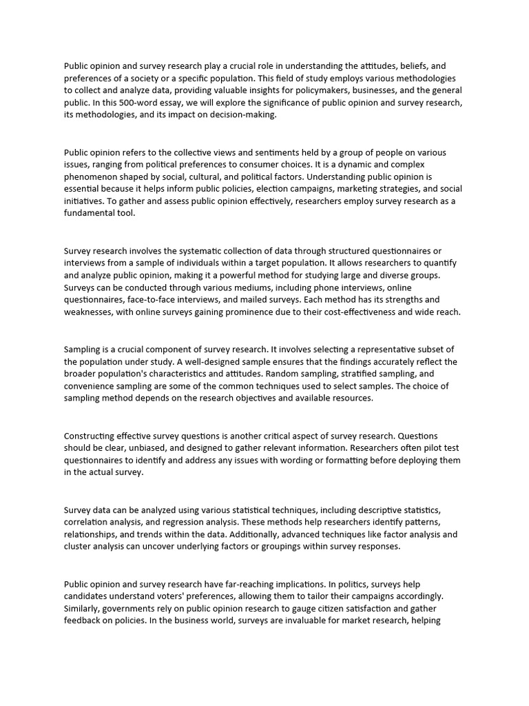 Public Opinion and Survey Research | PDF | Survey Methodology ...