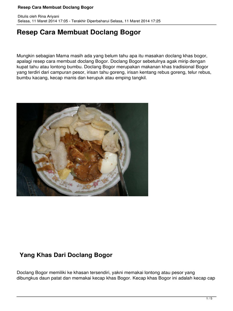 Resep Doclang Khas Bogor dan Pesor | PDF