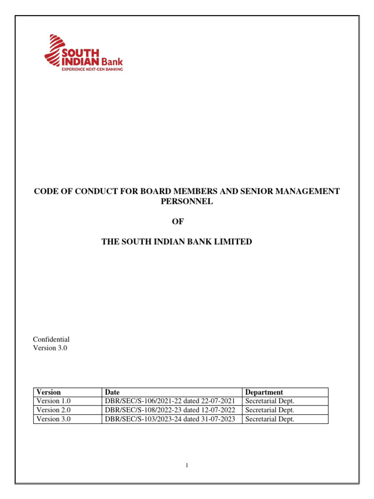 Banks Code of Conduct | PDF | Board Of Directors | Banks Banks Code of Conduct | PDF | Board Of Directors | Banks