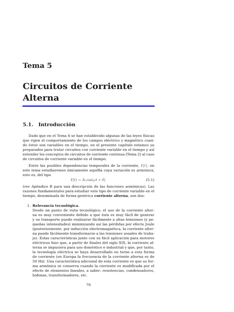 Circuitos de Corriente Alterna 5 1 Intro | PDF | Inductor | Energia electrica