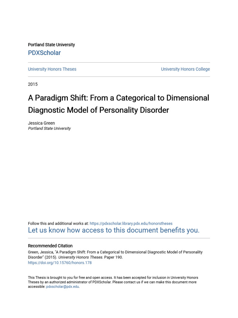 A Paradigm Shift - From A Categorical To Dimensional Diagnostic Mo ...
