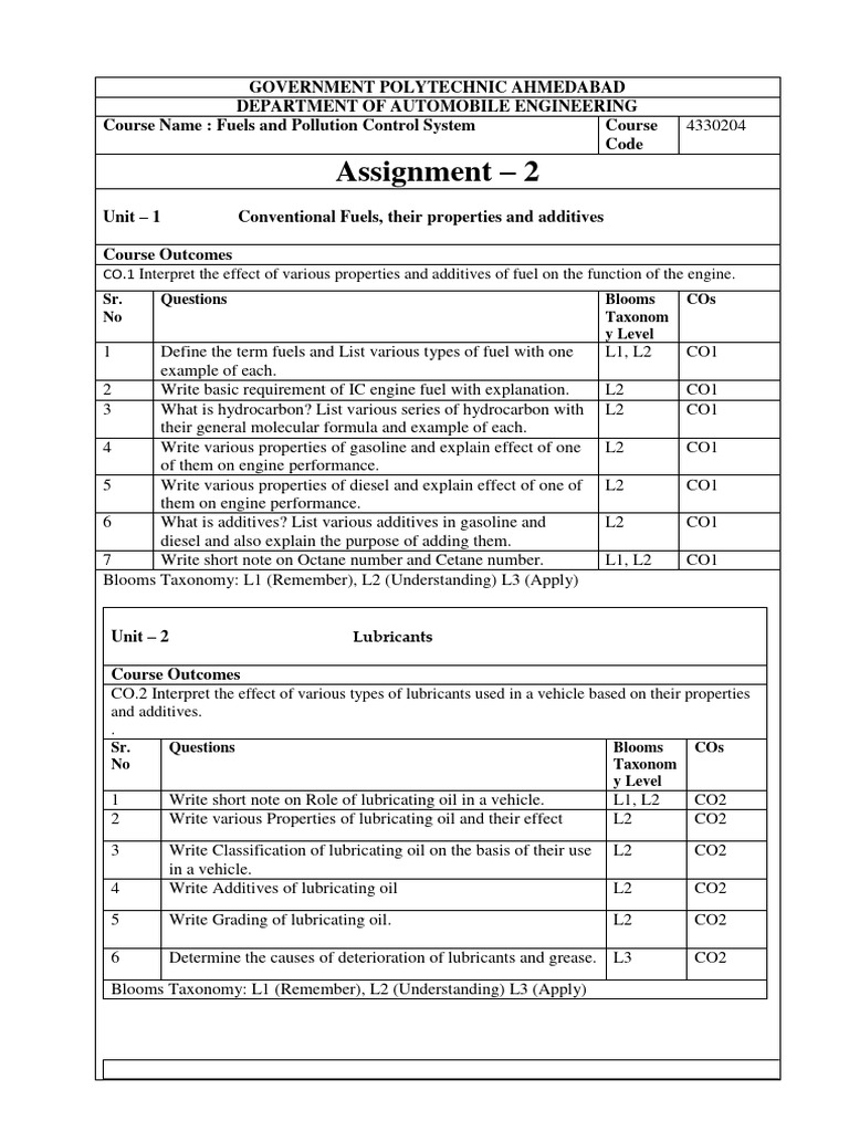 Assignment For Mid Sem - 2 | PDF | Internal Combustion Engine | Exhaust Gas